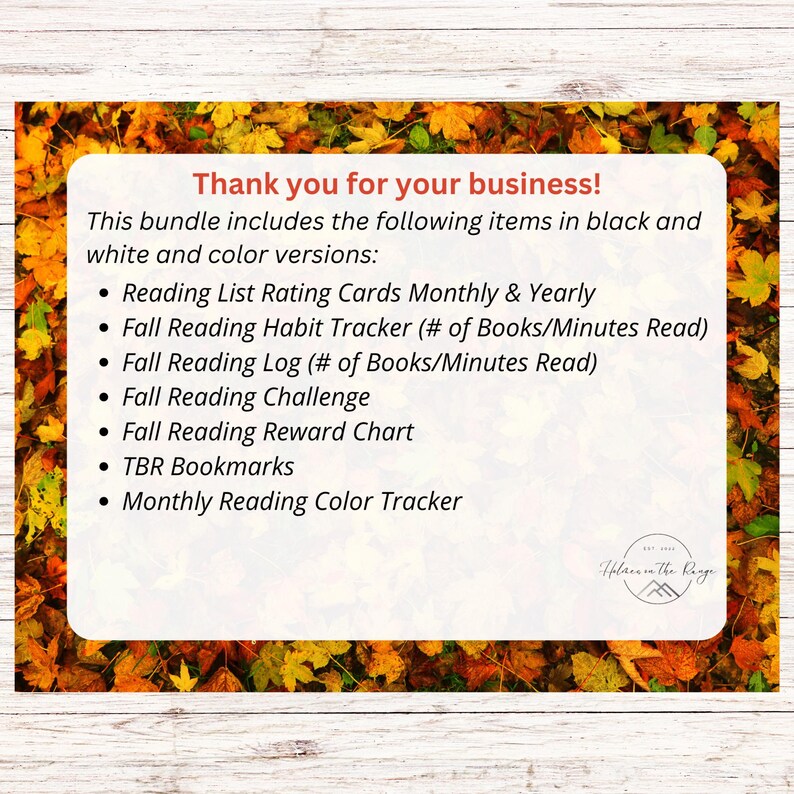 Fall Reading Tracker Bundle for Kids | Reading Challenge Bingo ...