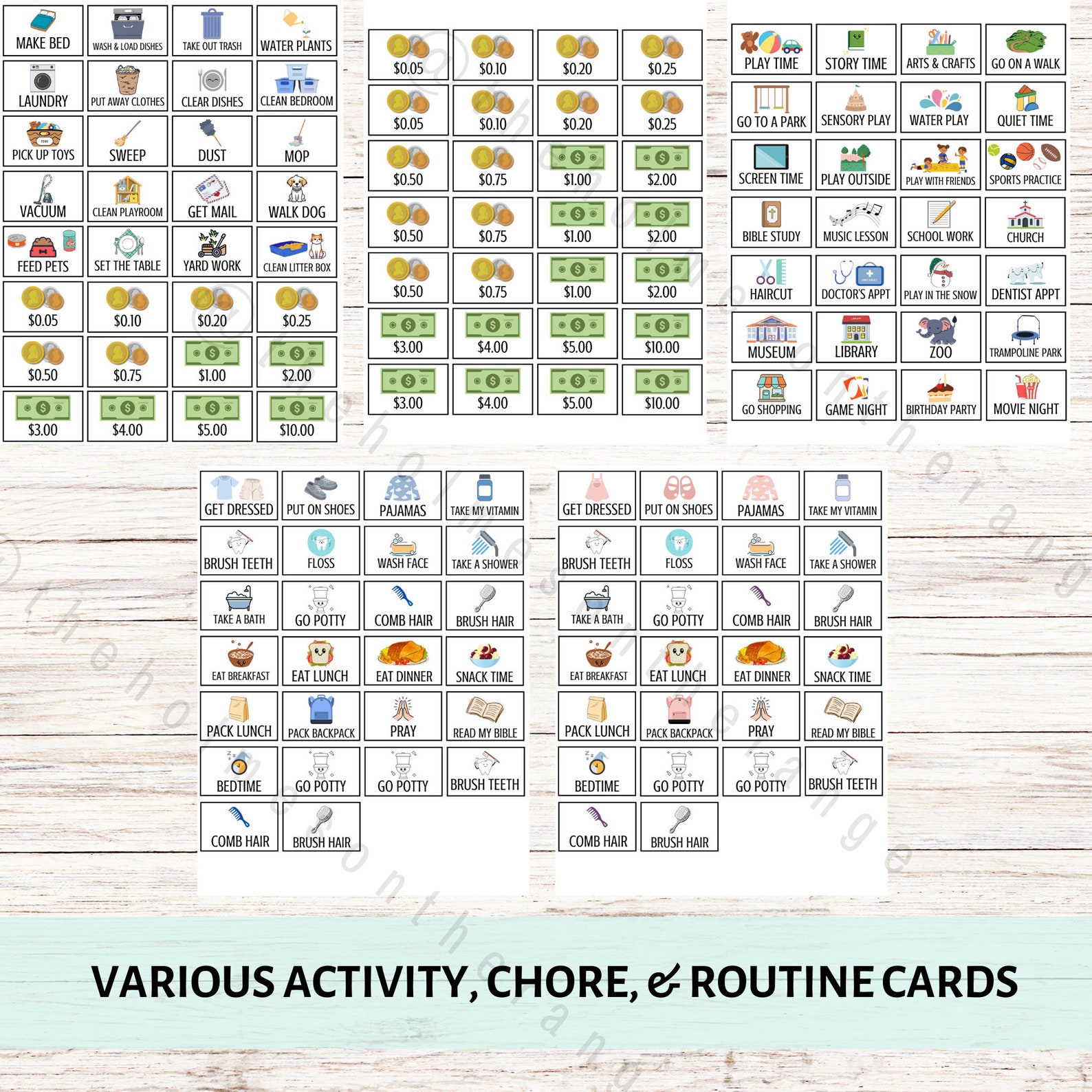 Routine and Chore Chart Bundle for Kids Allowance Tracker - Etsy