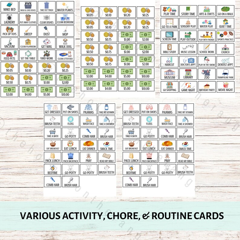 Routine and Chore Chart Bundle for Kids Allowance Tracker - Etsy