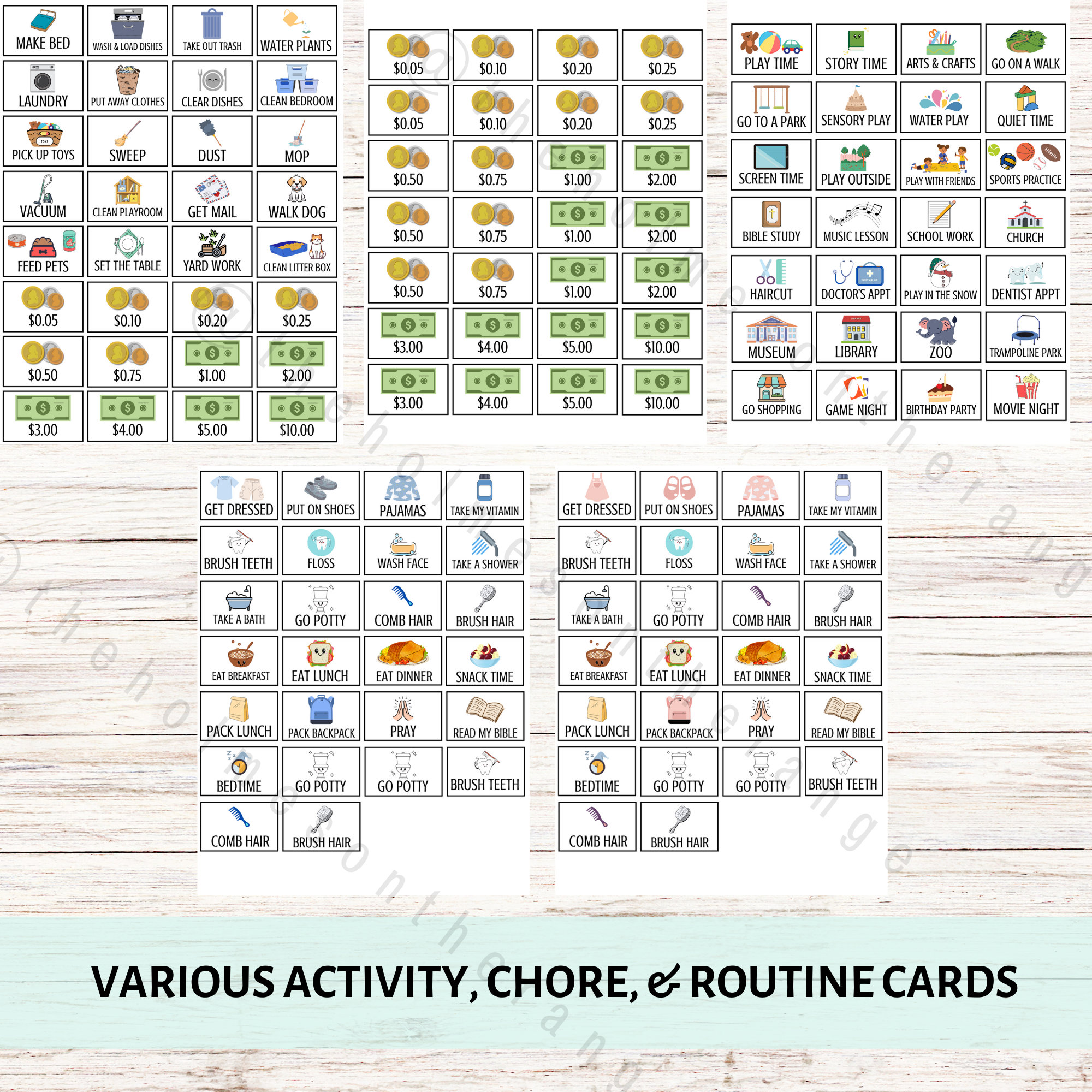 Routine and Chore Chart Bundle for Kids Allowance Tracker - Etsy