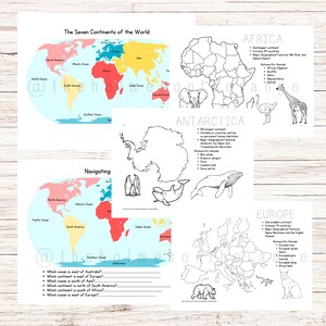 World Geography Maps and Activities Set | Continents Latitude Longitude ...