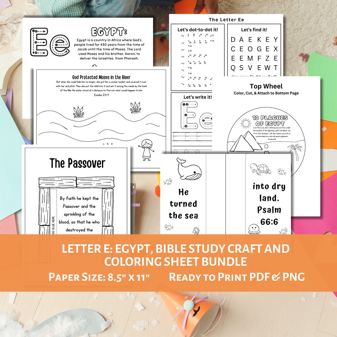 Letter E Egypt Moses Bible Craft Bundle for Kids | Red Sea 10 Plagues ...