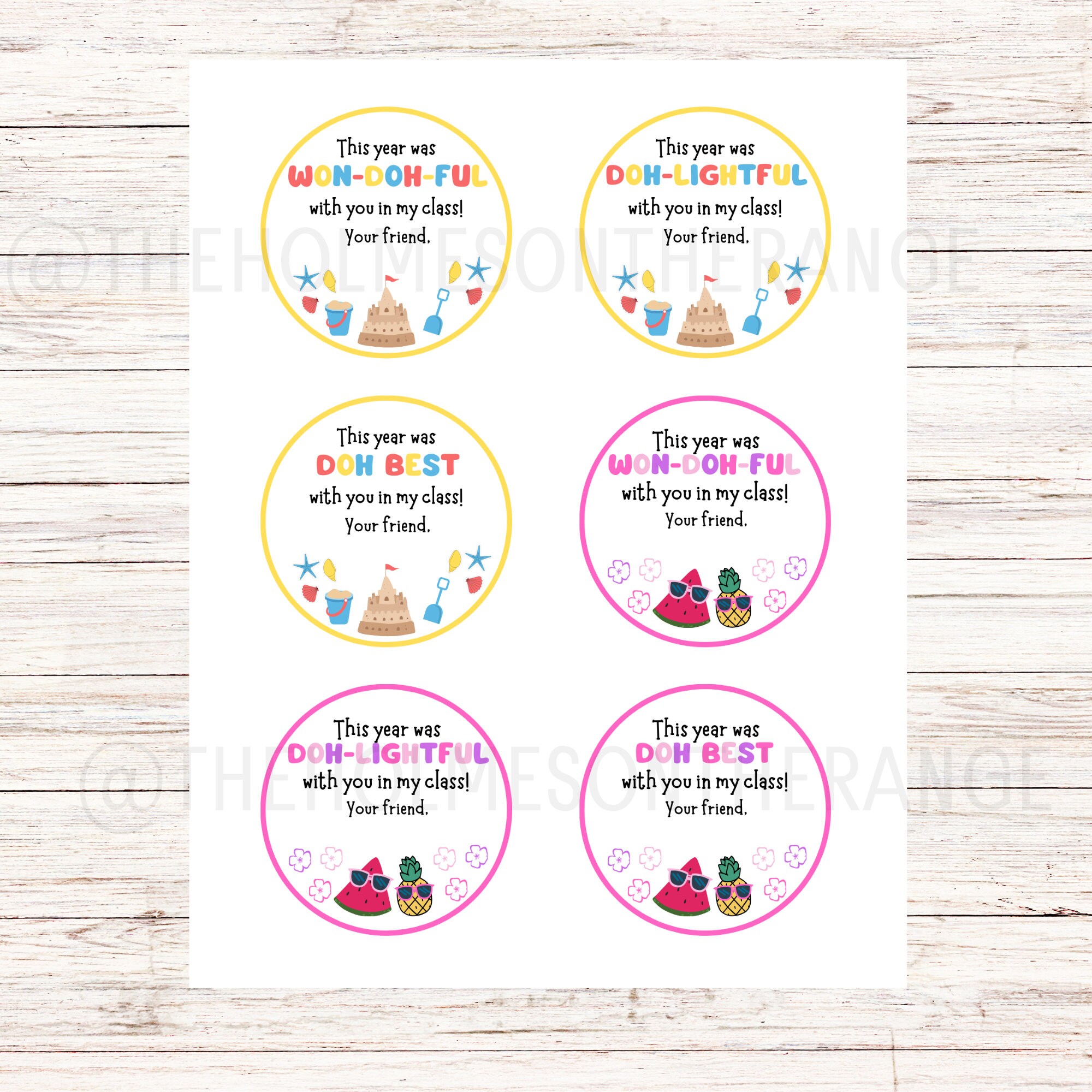 End of Year Play Doh Lid Label Template Summer Classroom Non-candy Gift ...