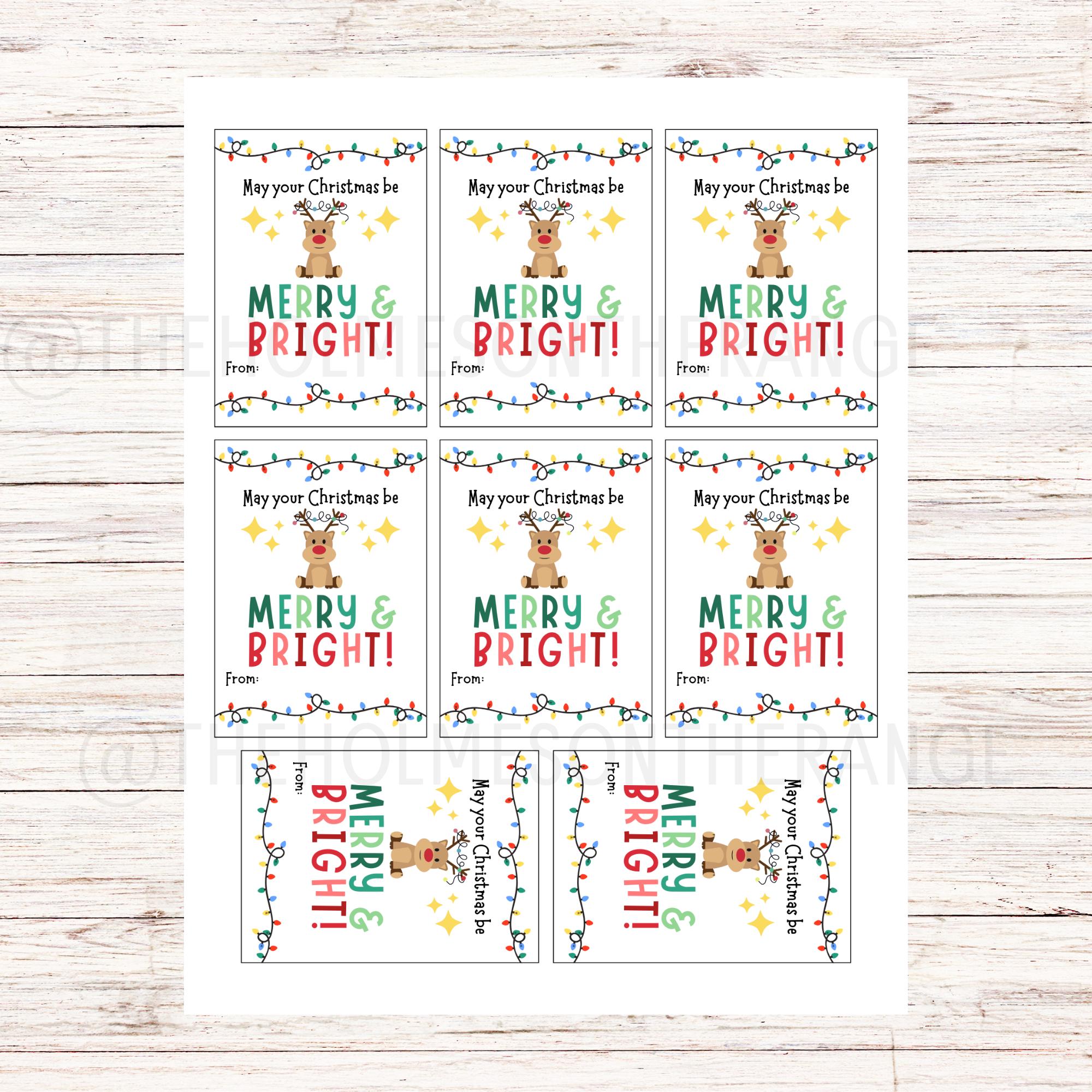 Christmas Gift Tags Editable Printable | Merry & Bright Treat Tags ...