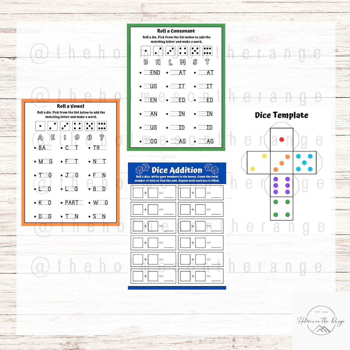 Dice Games for Kids Preschool Kindergarten Math Reading Writing ...