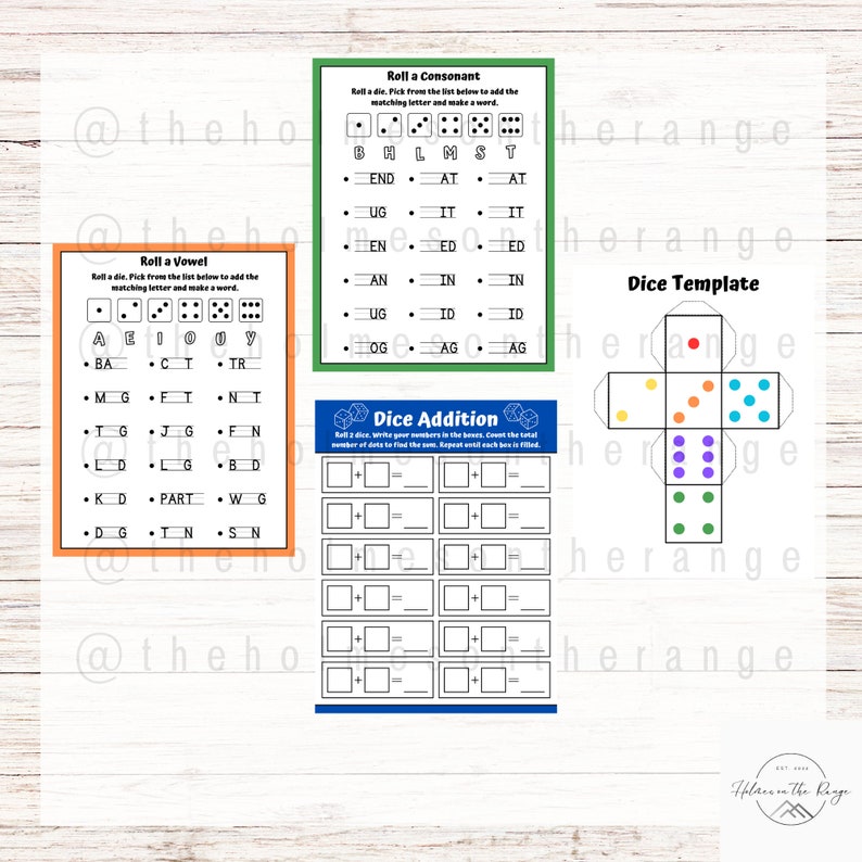Dice Games for Kids | Preschool Kindergarten Math Reading Writing Coloring Printable Activities ...