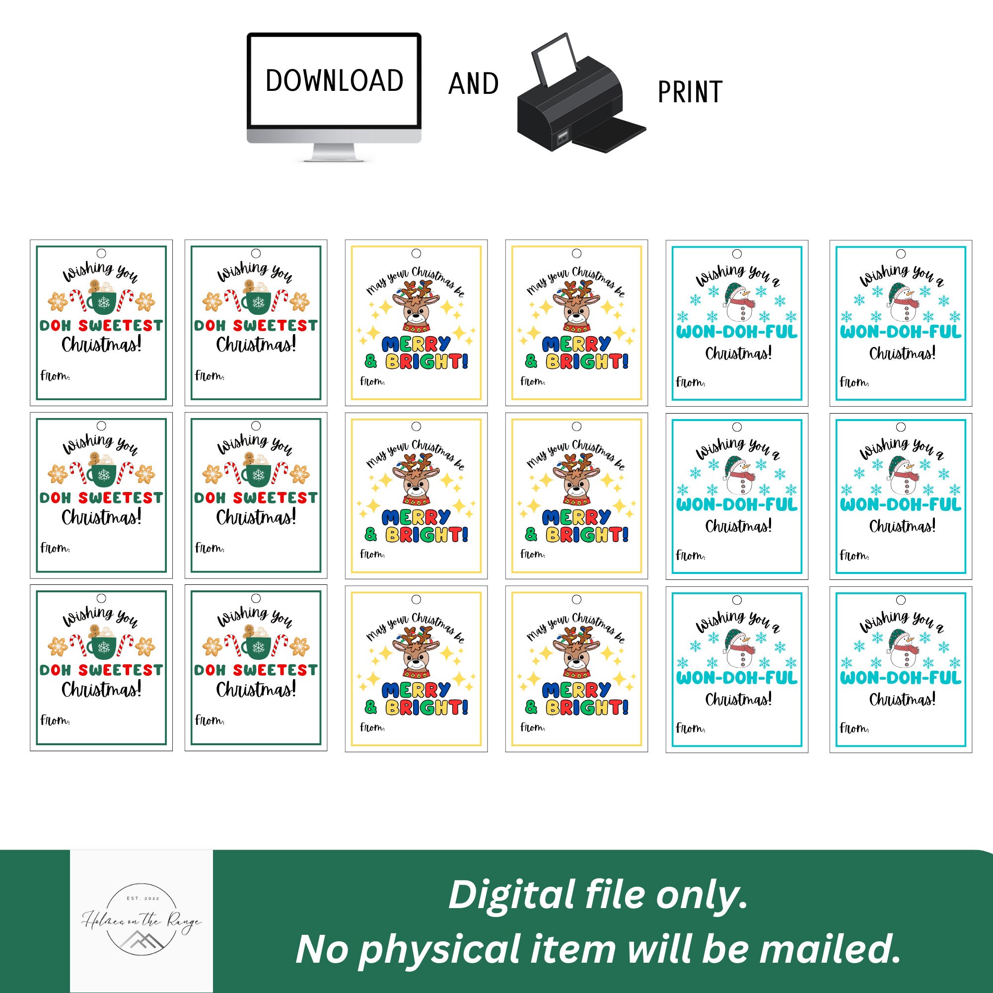 Play-doh Christmas Editable Gift Tag Printable Party Favor Tag Template ...