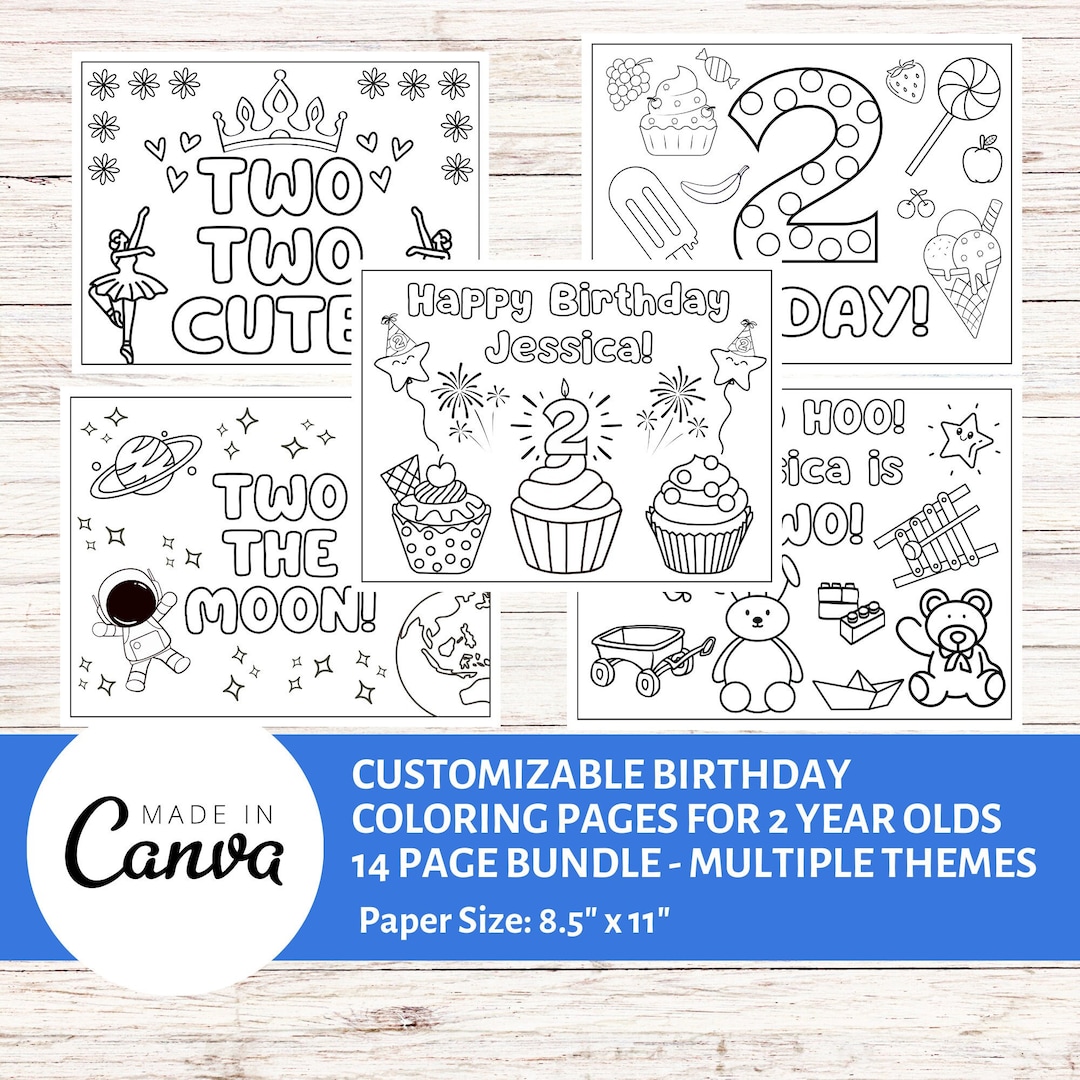 Birthday Party Coloring Sheets for Kids 2nd Birthday | Printable Kids ...