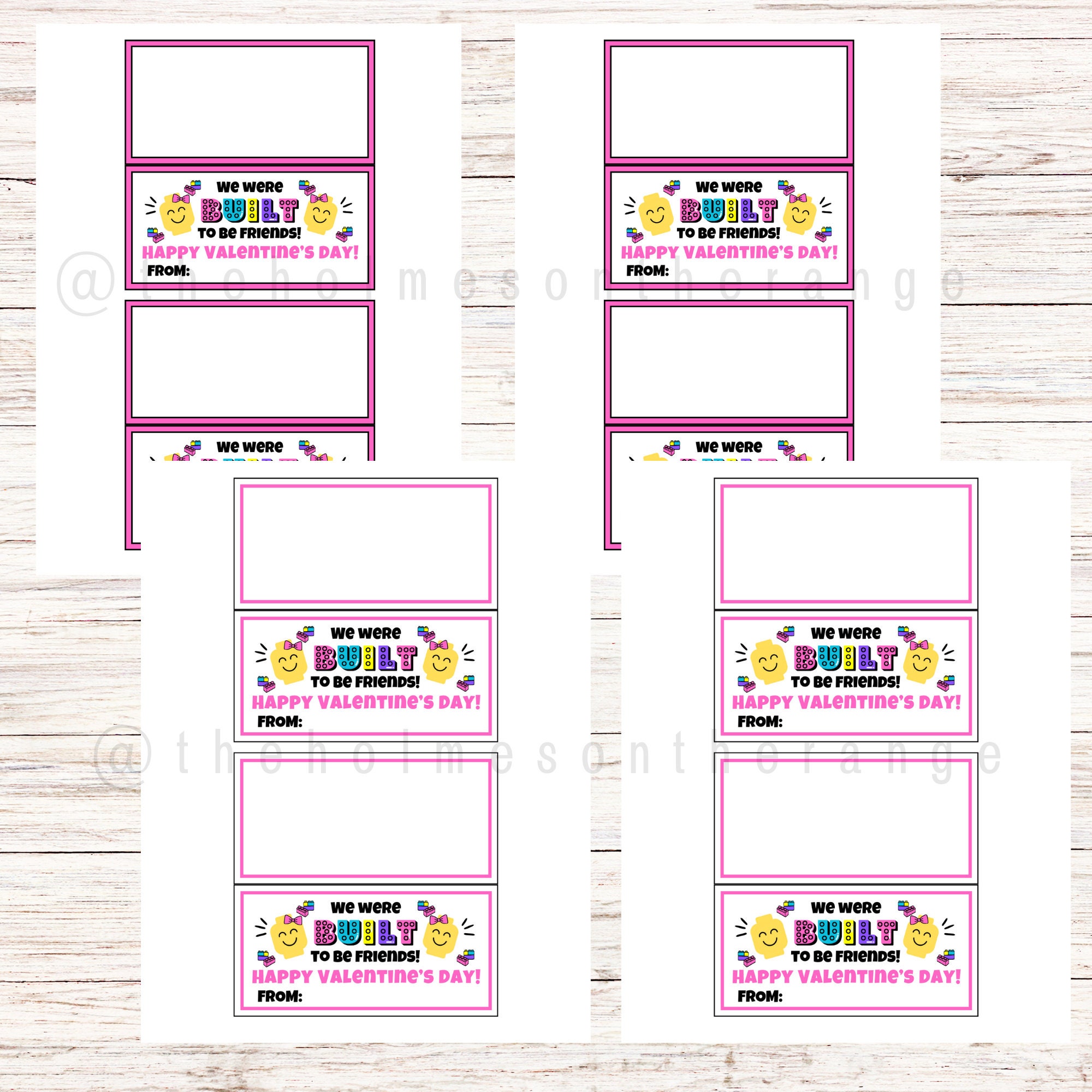 Editable Building Blocks Valentine's Day Gift Tag | 5 X 5 Bag Topper ...