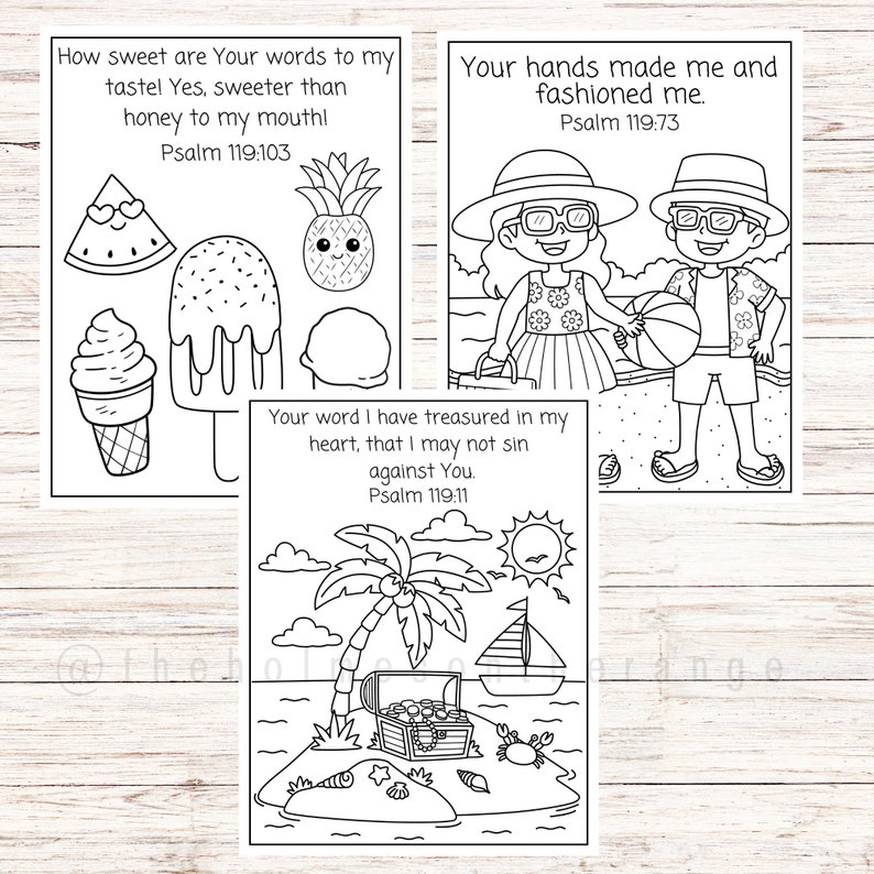 Summer Bible Verse Coloring Pages Bundle | Kids Summer Coloring Pages ...