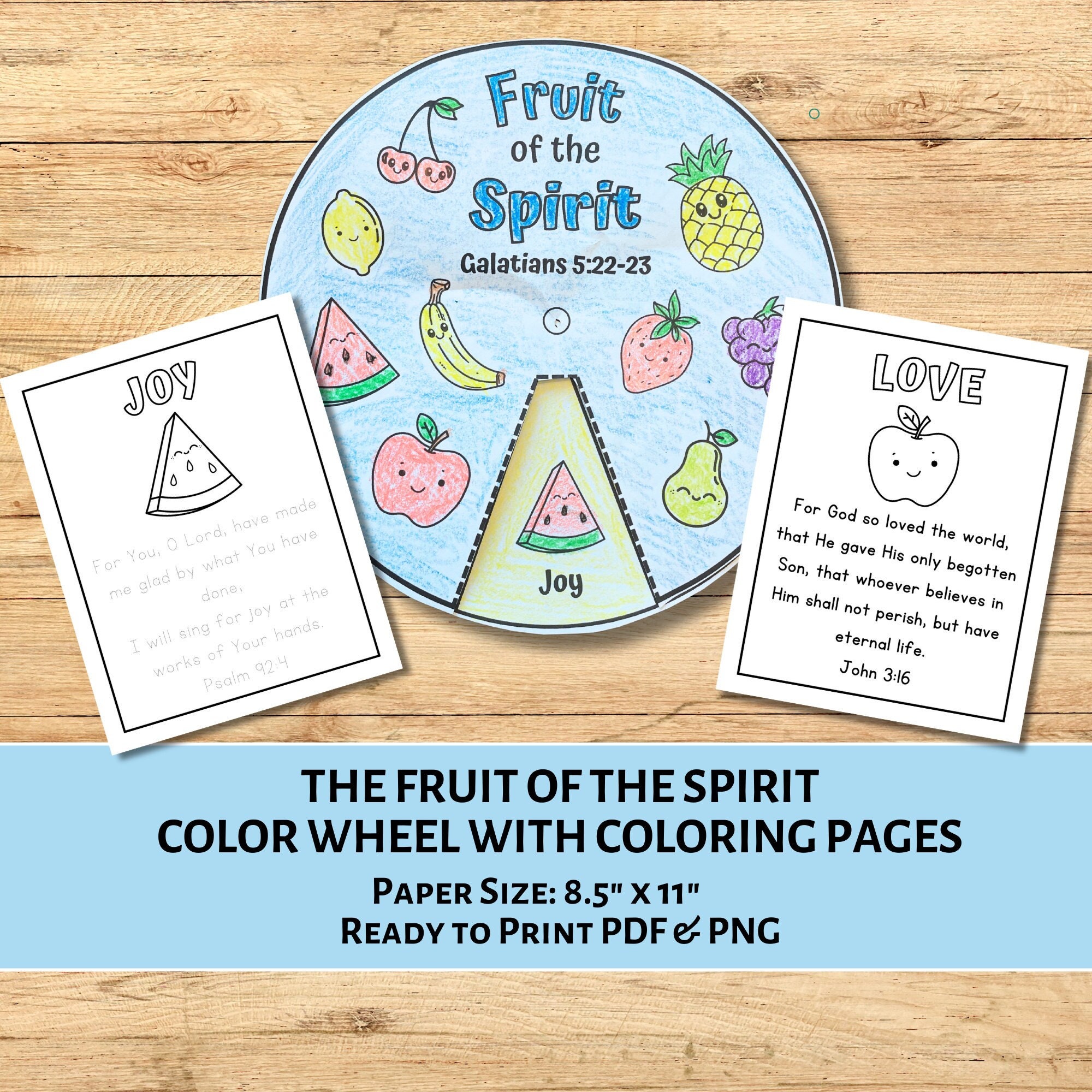 Fruit of the Spirit Coloring Wheel Bible Verse Tracing Coloring Pages ...