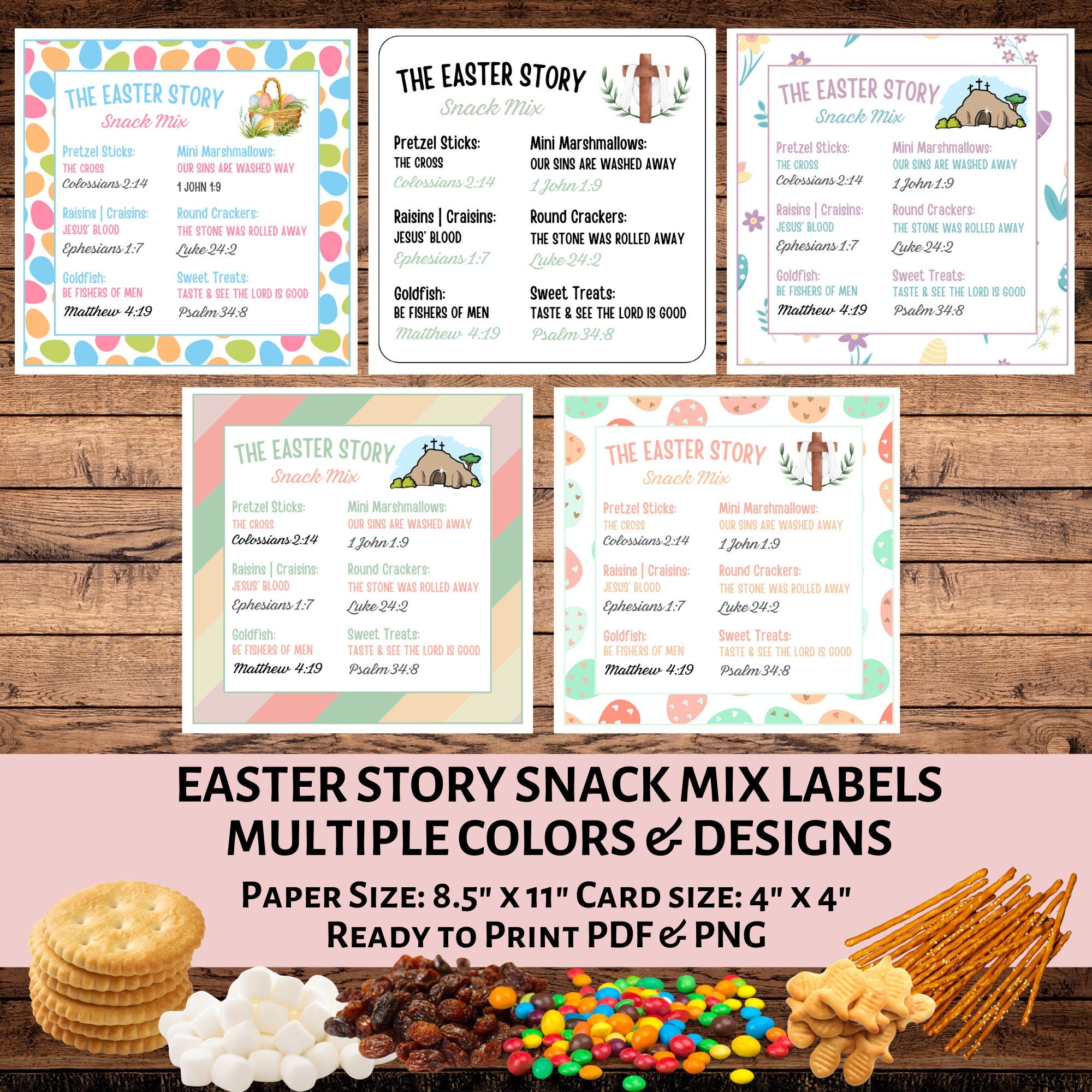Easter Story Snack Mix Printable Tag 4 X 4 Easter Treat for Kids Sunday ...