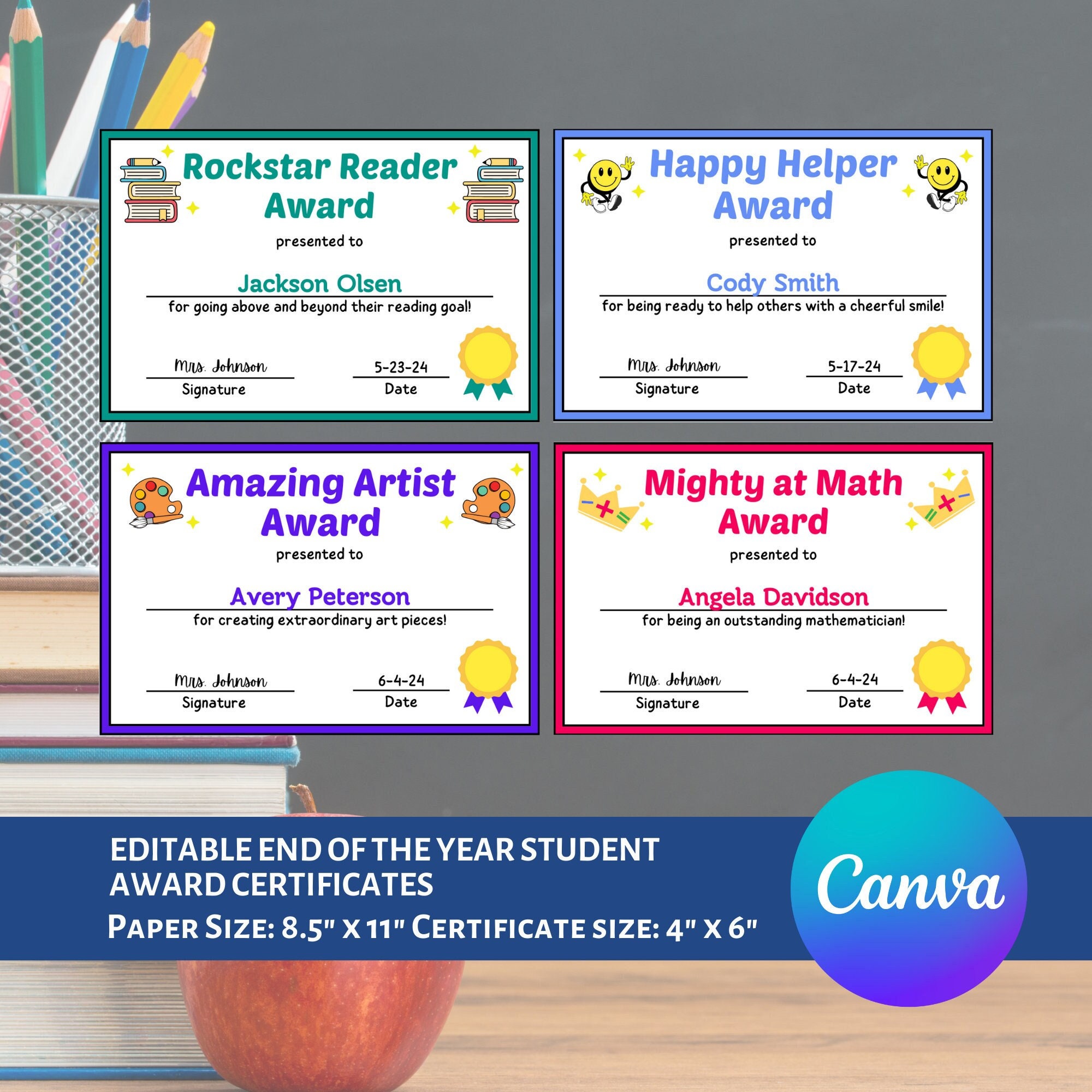 End of the Year Student Award Certificates Printable Classroom Awards ...