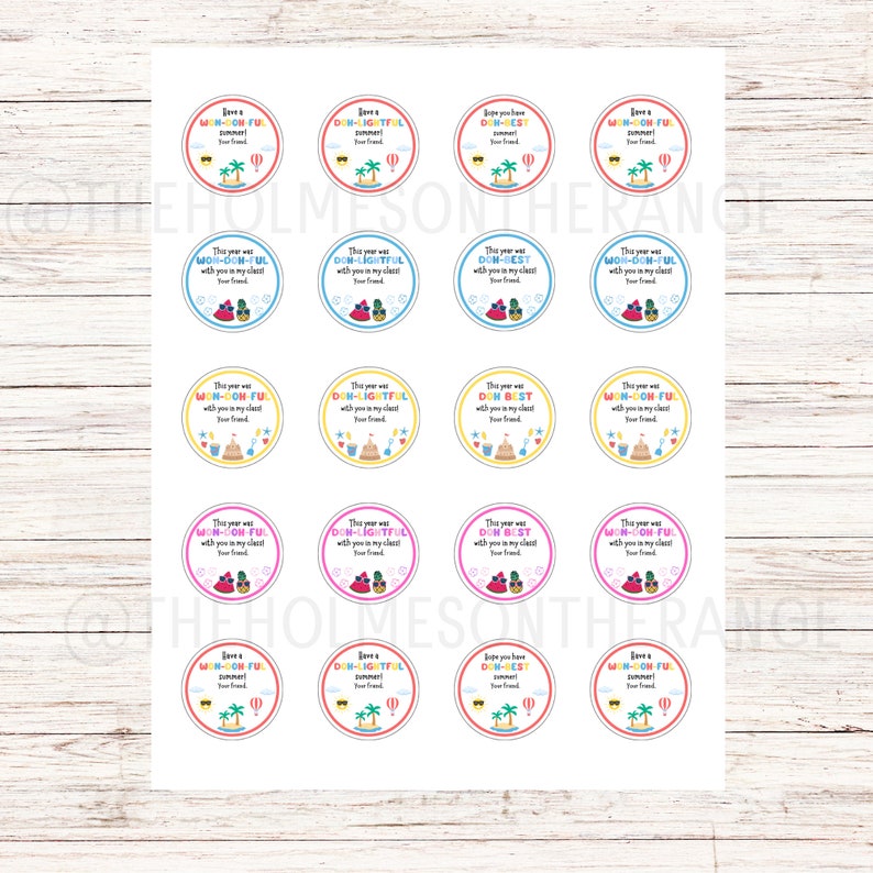 End of Year Play Doh Lid Label Template Summer Classroom Non-candy Gift ...