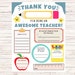 Teacher Appreciation Week Printable | Teacher Appreciation Gift Thank ...