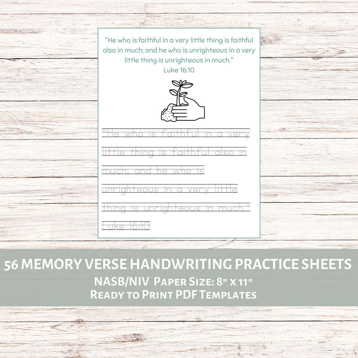 Set of 56 Memory Verse Printable Handwriting Practice Sheets NASB NIV ...