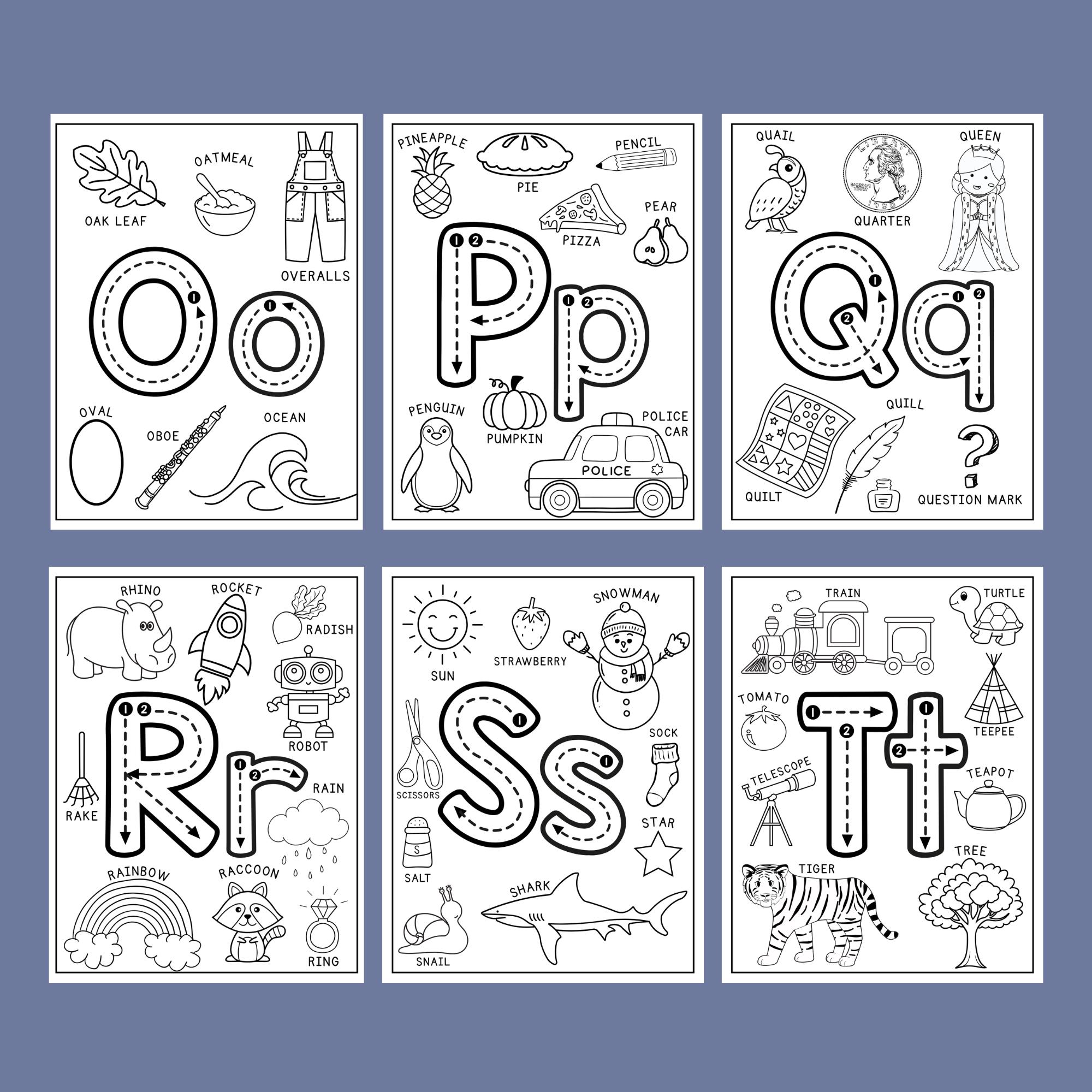 Alphabet Coloring Worksheets With Tracing Letters | Printable Digital ...