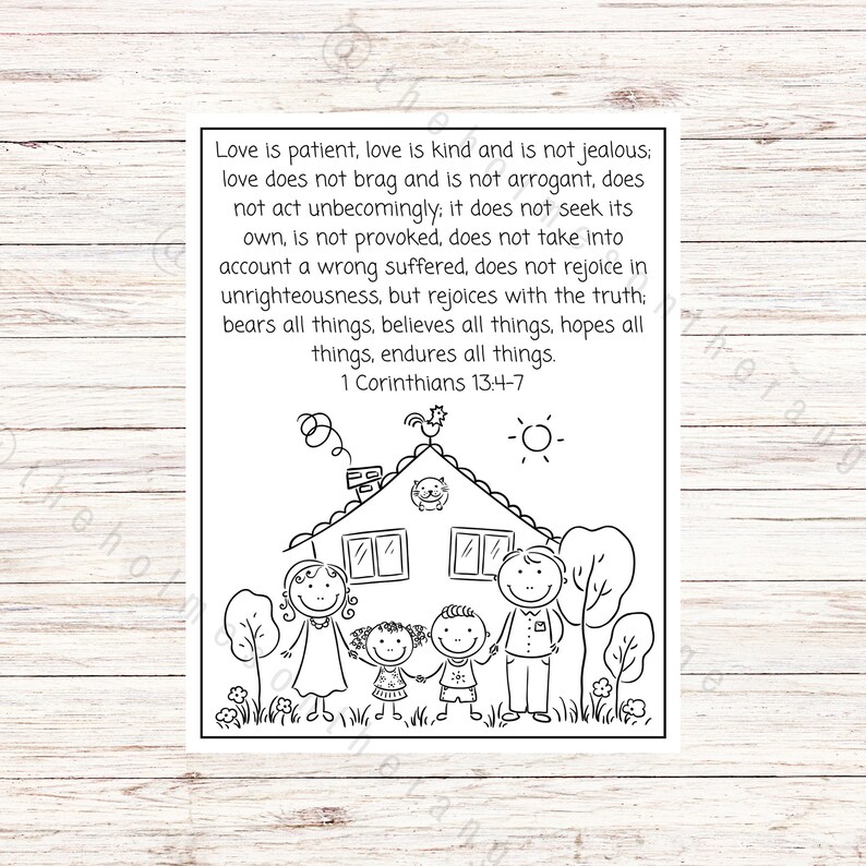 Bible Verse Coloring Pages for Kids Love One Another 1 Corinthians 13 ...