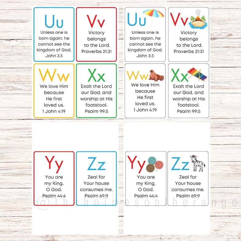 Alphabet Bible Verse Cards | ABC Scripture Cards for Kids | ABC Memory Verse Flash Cards | Kids ...