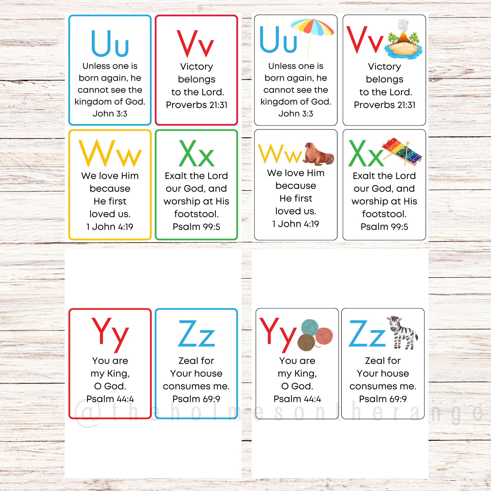 Alphabet Bible Verse Cards ABC Scripture Cards for Kids ABC Memory ...