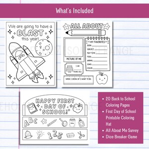 Back to School Coloring Pages and Activity Bundle | All About Me Survey ...