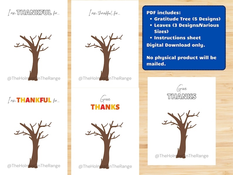 DIY Gratitude Tree Printable | Multiple Designs | Thanksgiving Activity ...