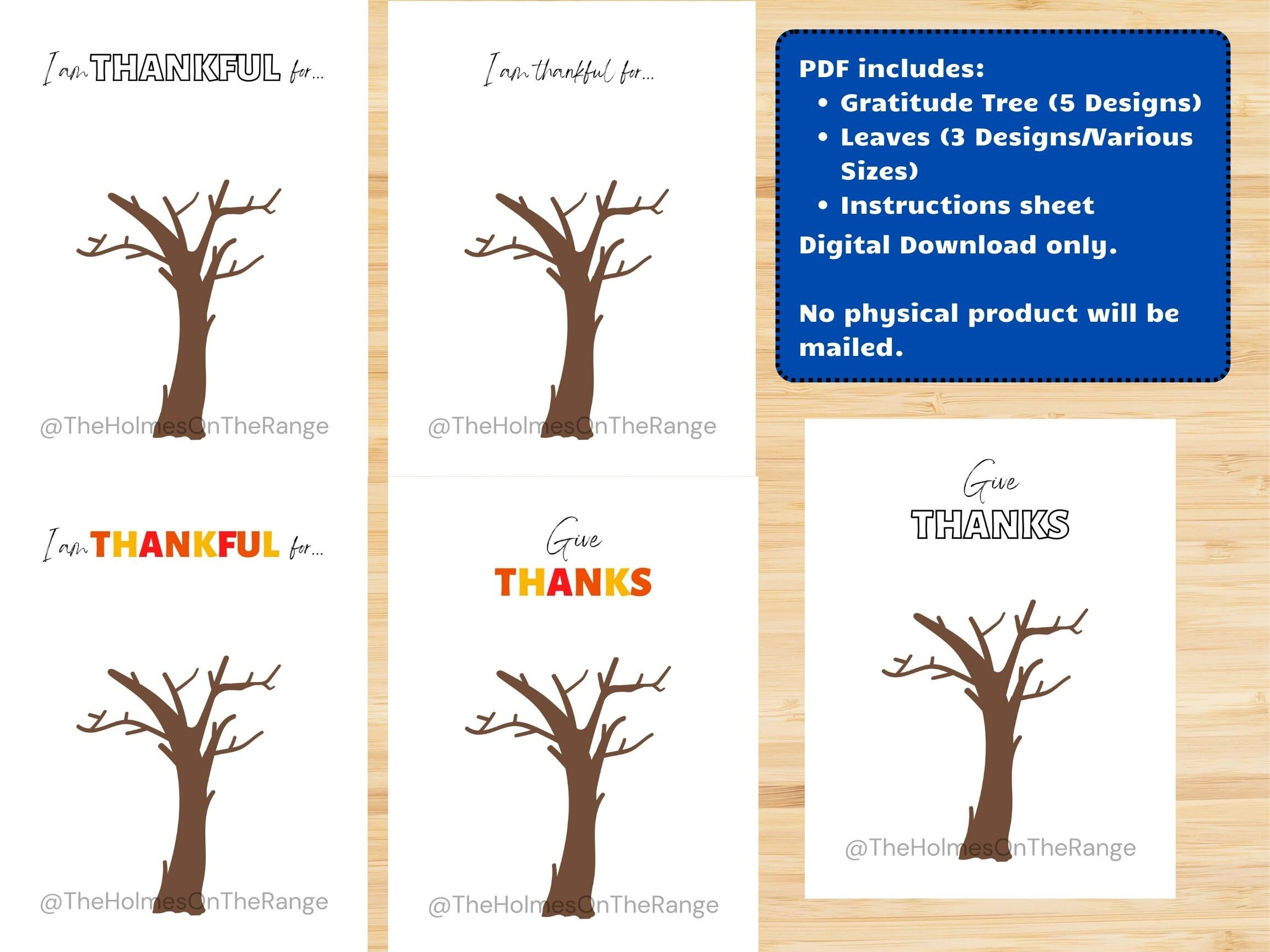 DIY Gratitude Tree Printable | Multiple Designs | Thanksgiving Activity ...