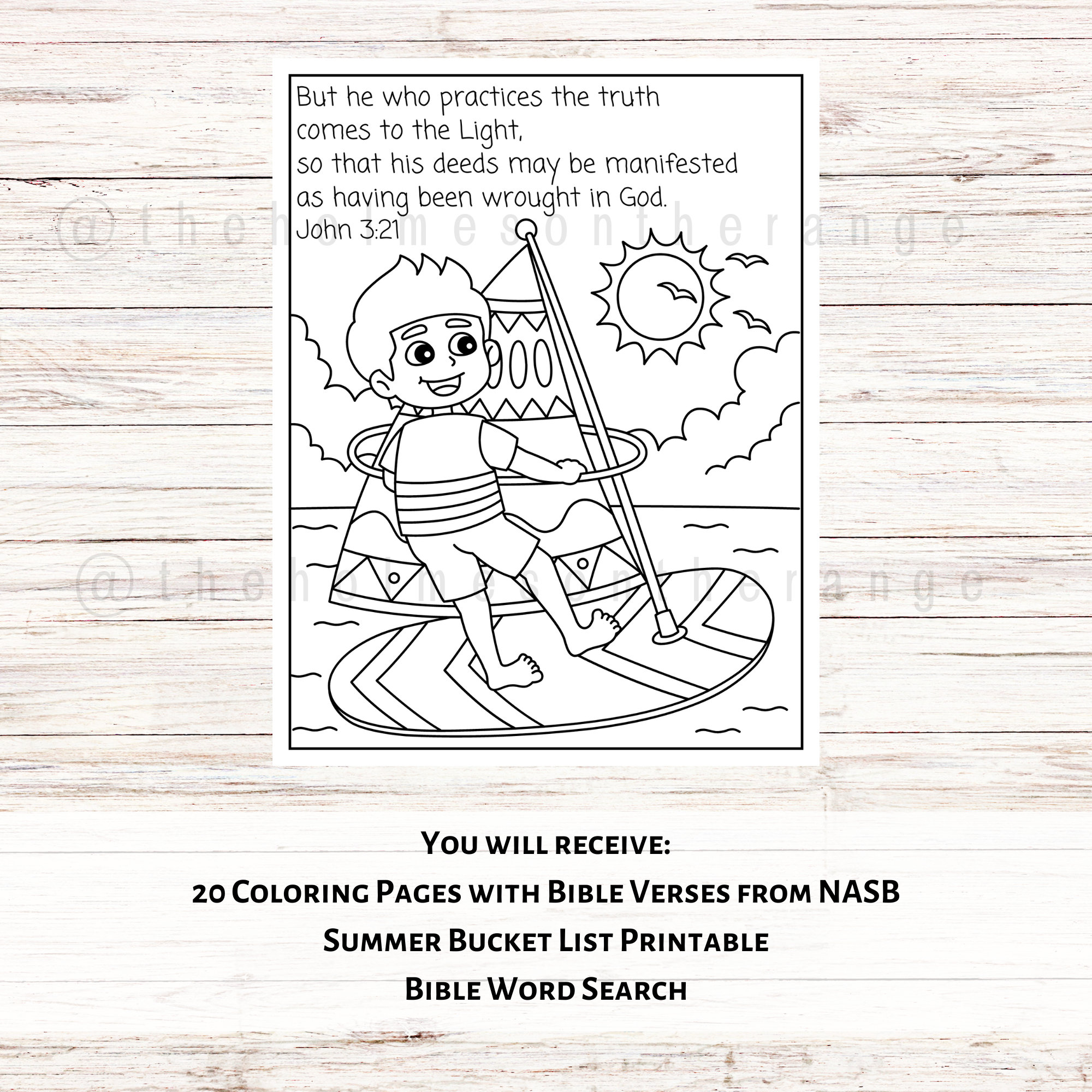 Summer Bible Verse Coloring Pages Bundle | Kids Summer Coloring Pages ...