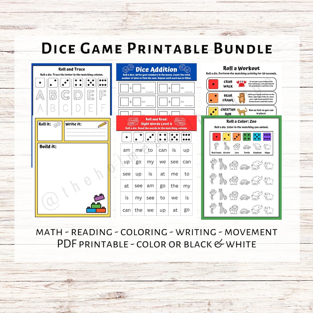 Dice Games for Kids | Preschool Kindergarten Math Reading Writing ...