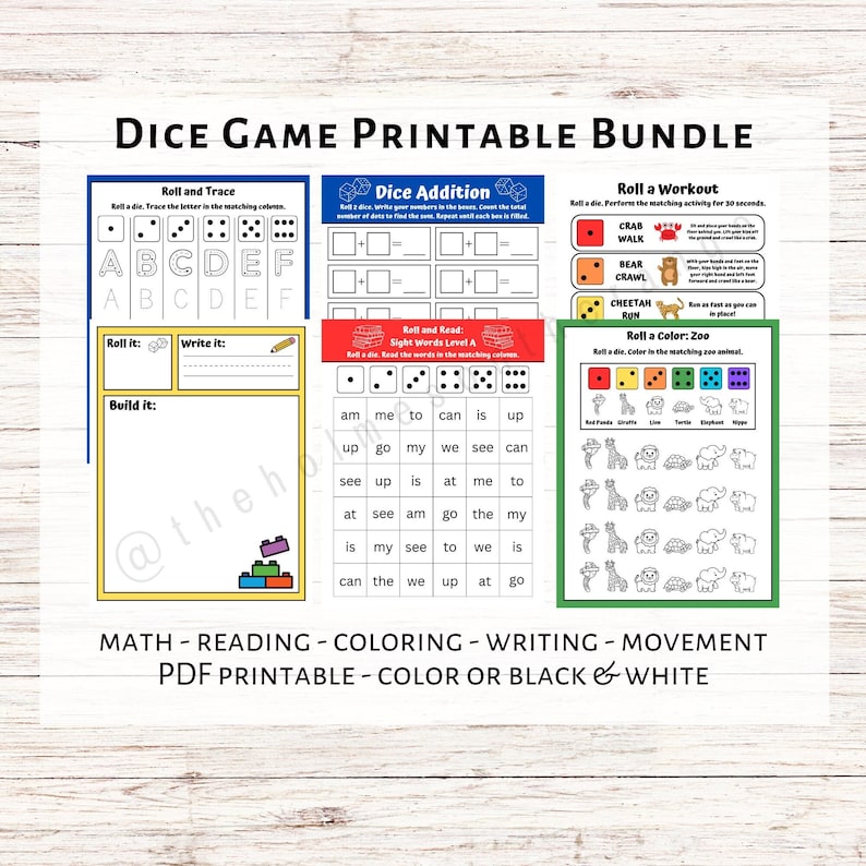 Dice Games for Kids | Preschool Kindergarten Math Reading Writing ...