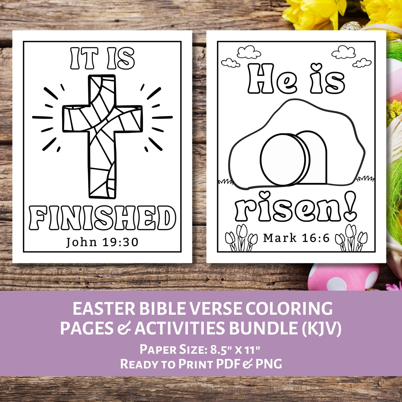 Christian Easter Coloring Pages & Activity Bundle for Kids KJV ...