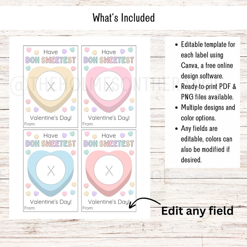 Play Doh Valentine's Day Editable Printable Card | Kids Valentine's Day ...