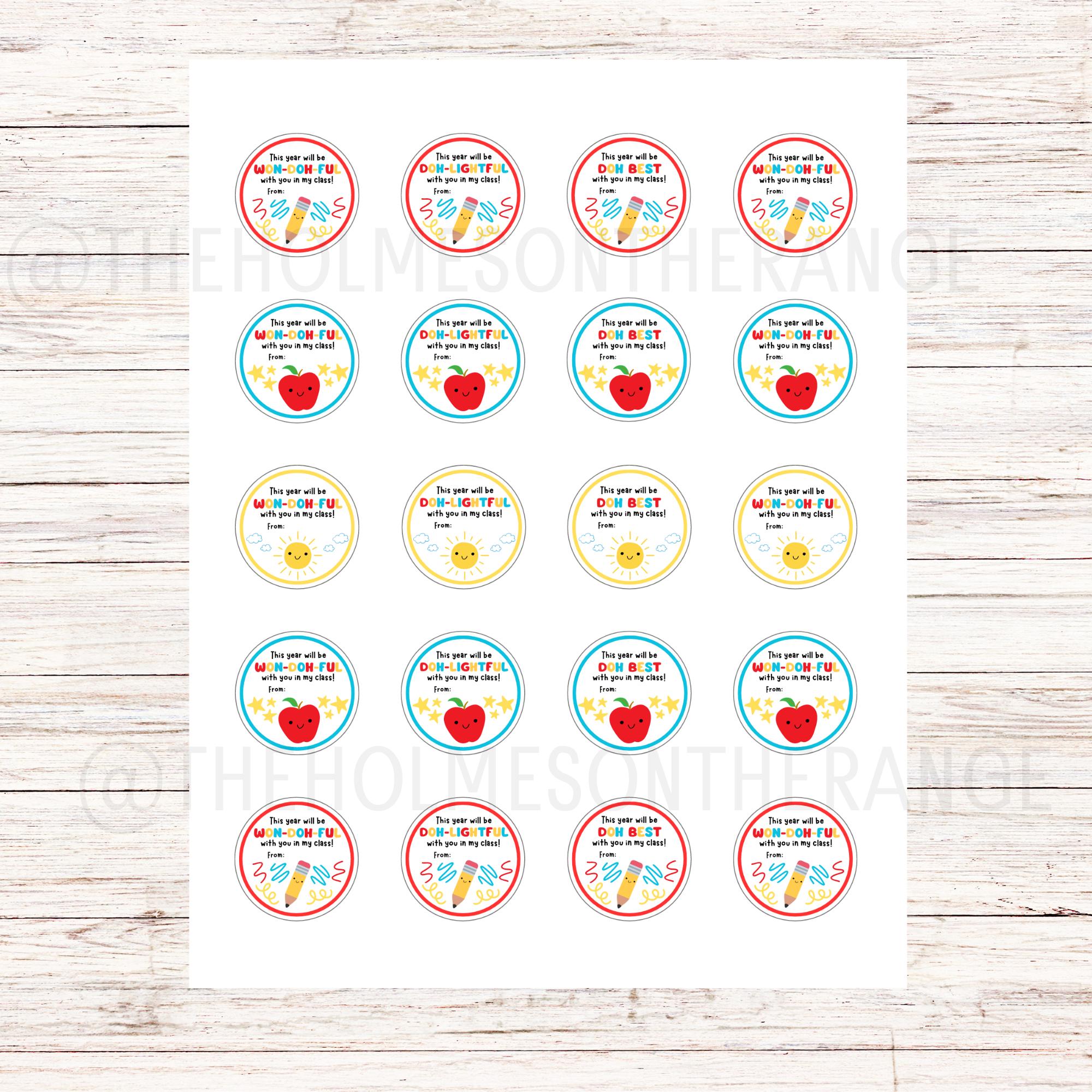 Back to School Play Doh Lid Label Template First Day of School ...