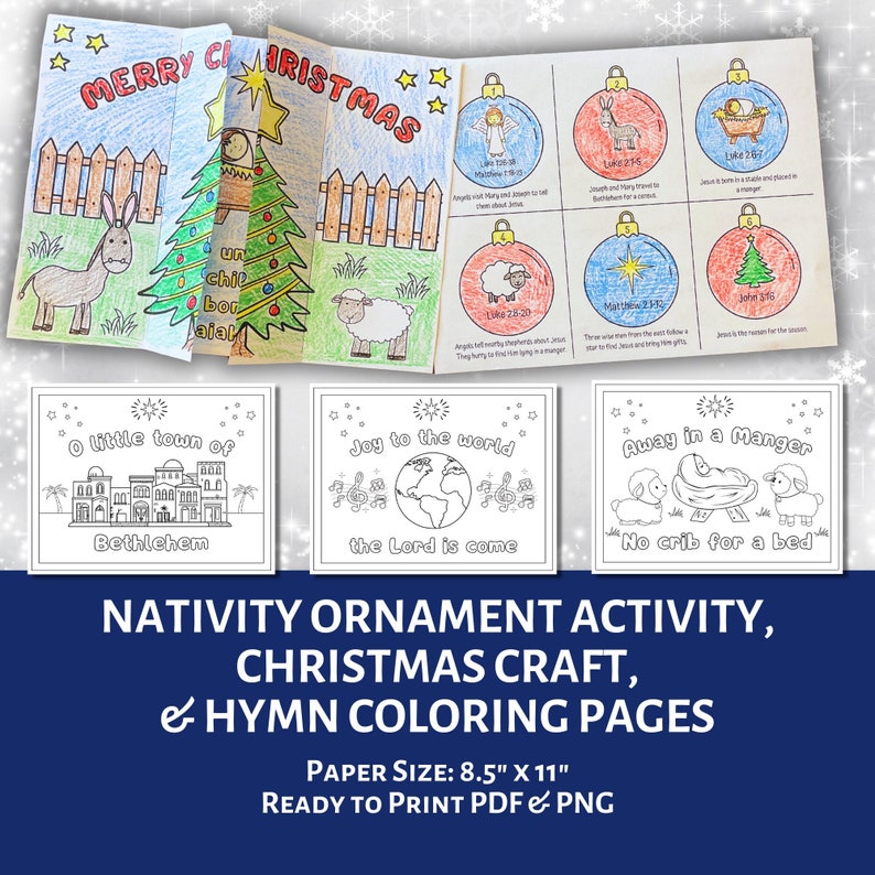 Christmas Story Coloring Pages Bundle for Kids | Nativity Coloring ...