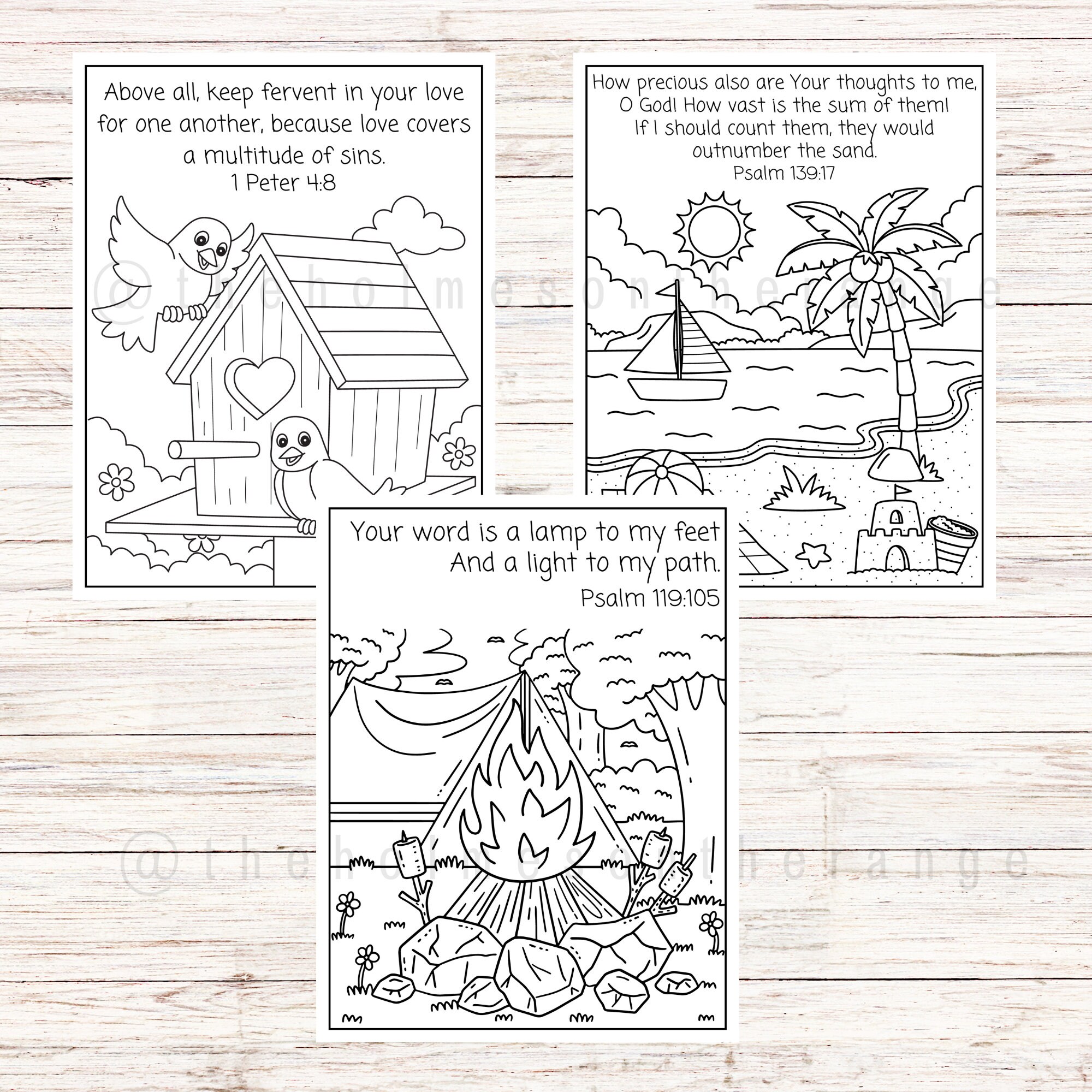 Summer Bible Verse Coloring Pages Bundle | Kids Summer Coloring Pages ...