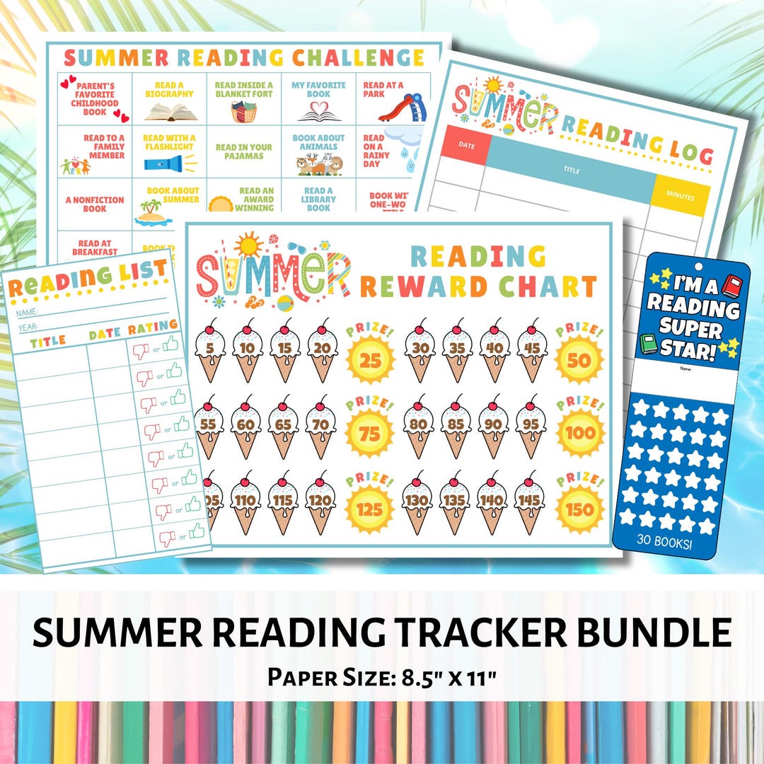 Summer Reading Tracker Bundle for Kids | Reading Challenge Bingo ...