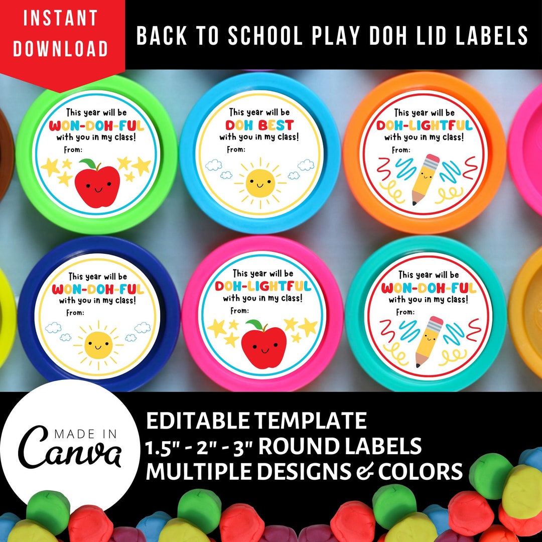 Back to School Play Doh Lid Label Template First Day of School ...