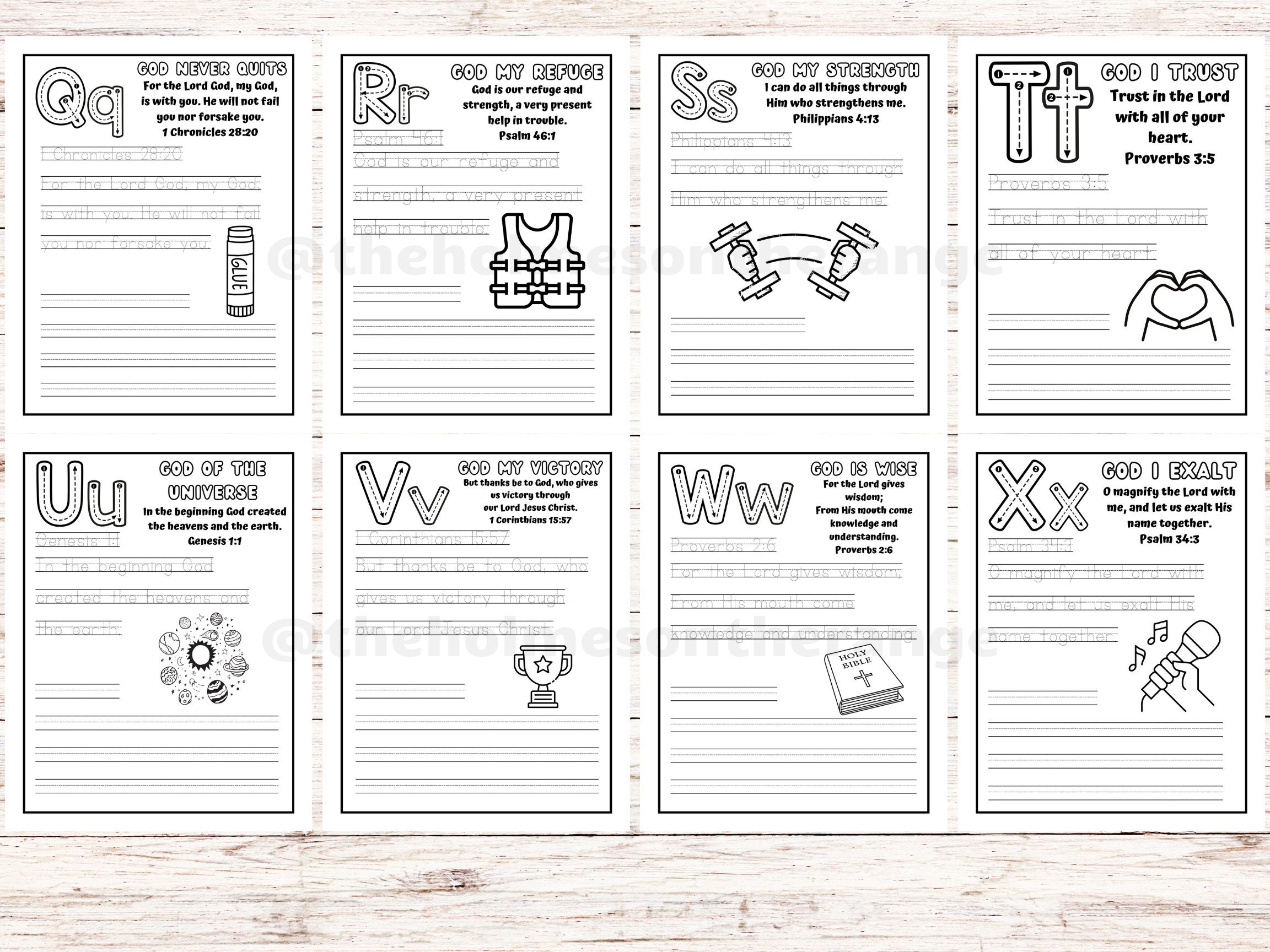 Handwriting Practice Sheets Printable PDF, Bible Verse Theme, Learn ...