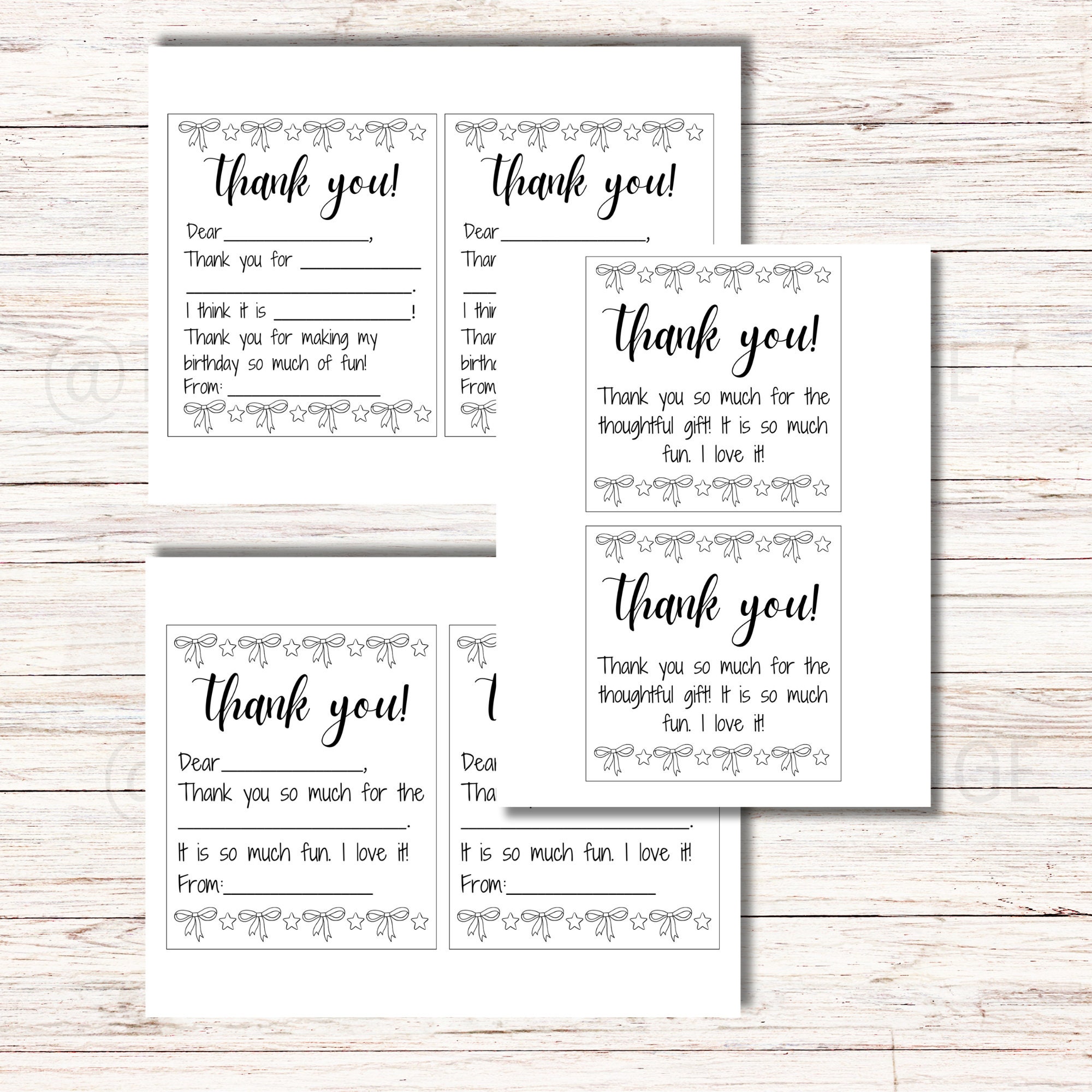 Thank You Cards for Kids | Fill in the Blanks Printable Thank You Notes ...