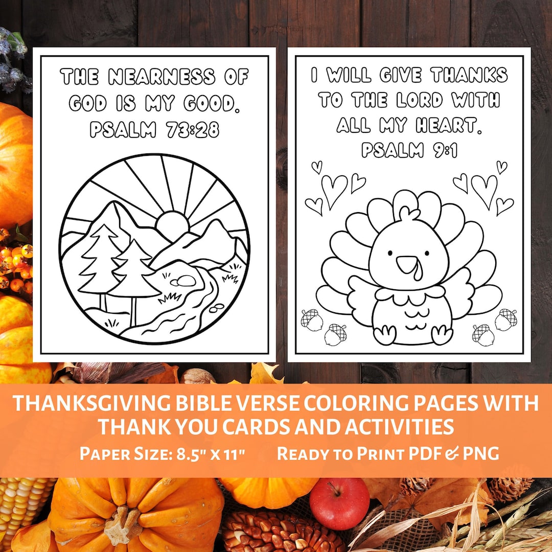 Fall Bible Verse Coloring Pages | Thankful Cards & Activities ...