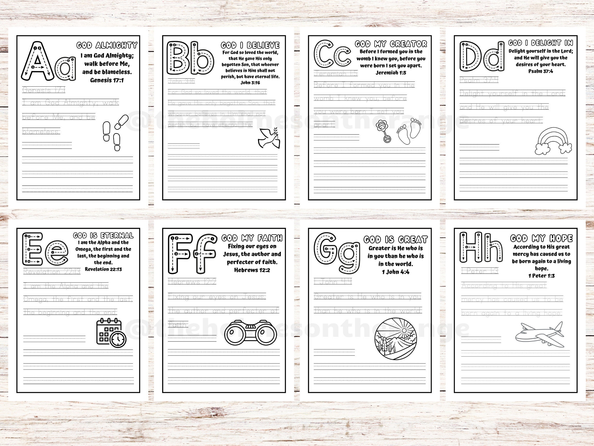Handwriting Practice Sheets Printable PDF, Bible Verse Theme, Learn ...