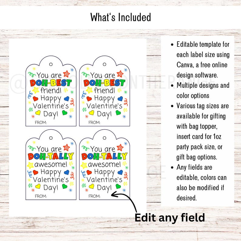 Valentine's Day Play Doh Gift Tag Template | Doh Best | Printable ...