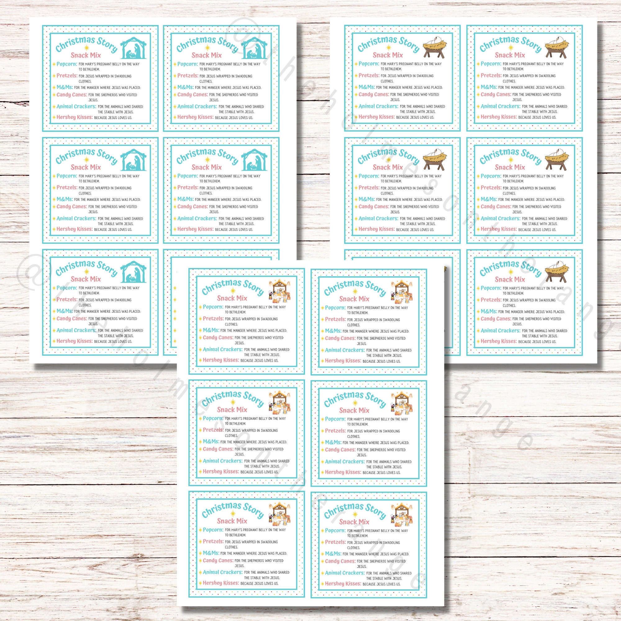 Christmas Story Snack Mix Printable Label | Nativity Snack Mix Gift Tag ...