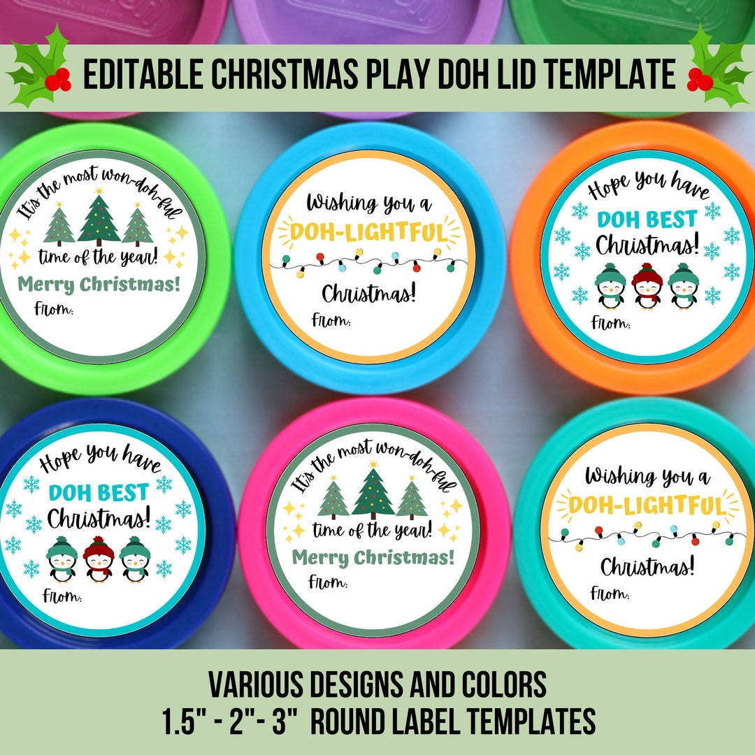 Play-doh Christmas Gift Tag Round Labels 1.5 2 3 Classroom Gift Non ...