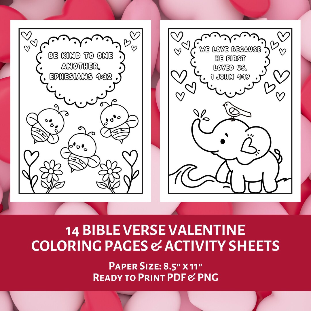 Valentine's Day Bible Verse Coloring Pages & Activity Bundle ...