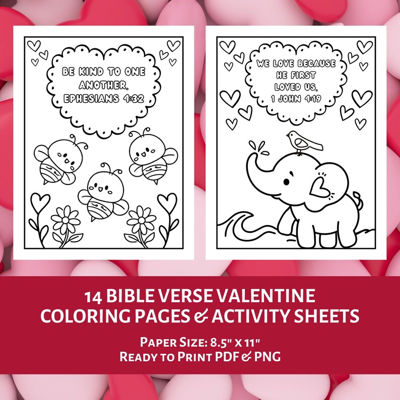 Valentine's Day Bible Verse Coloring Pages & Activity Bundle Scripture ...