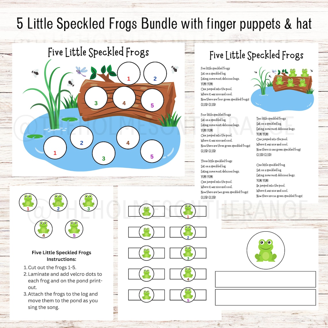 Nursery Rhyme Prop Bundle | 5 Little Speckled Frogs Old Macdonald the ...
