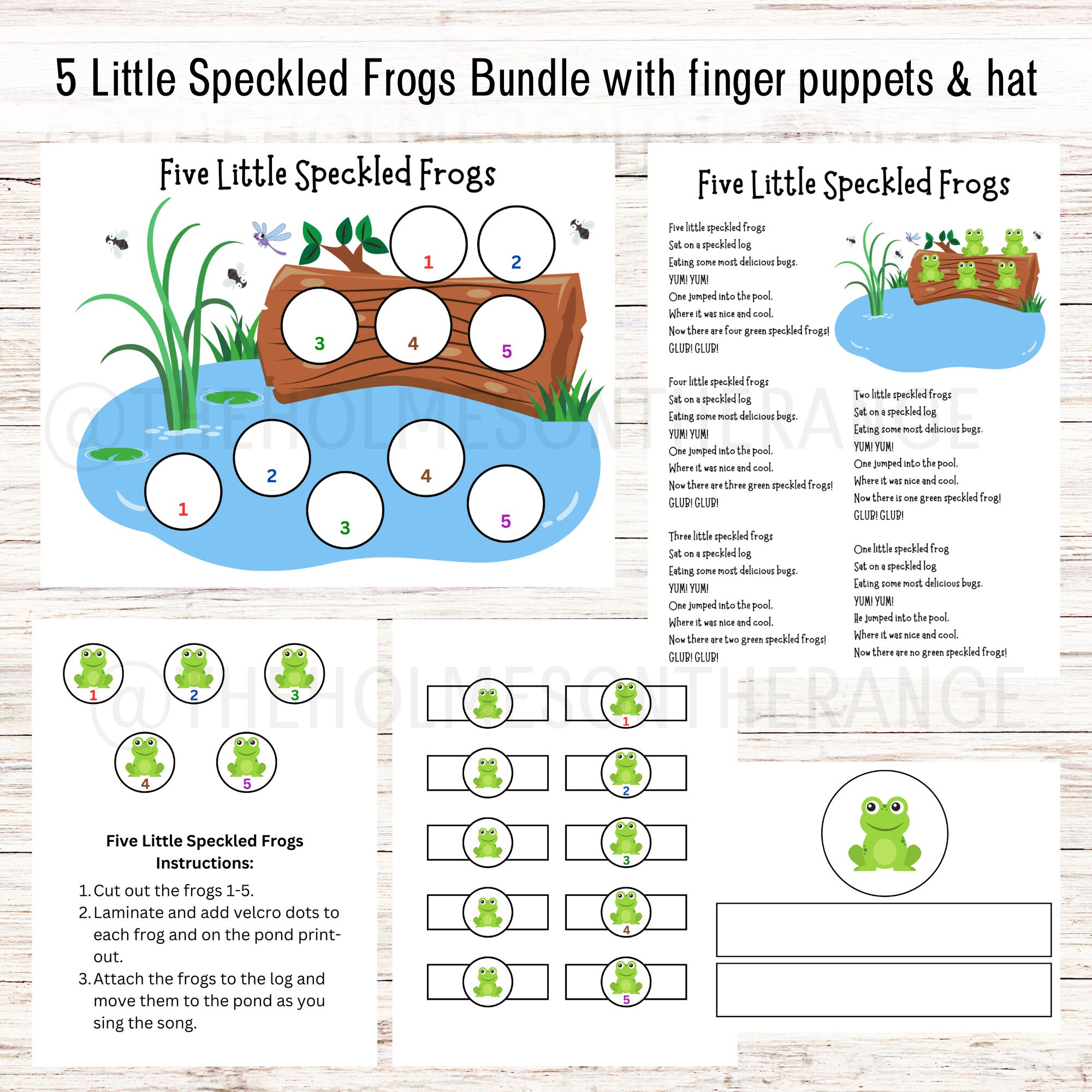 Nursery Rhyme Prop Bundle 5 Little Speckled Frogs Old Macdonald the ...