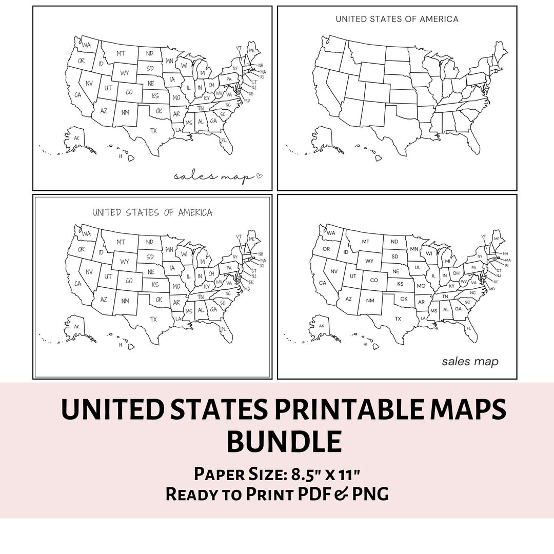 US Printable Map | US Sales Map Tracker | United States Blank Map ...