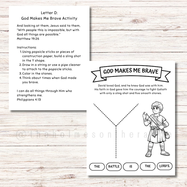 Letter D David Bible Craft for Kids David & Goliath Kids Bible Lesson ...